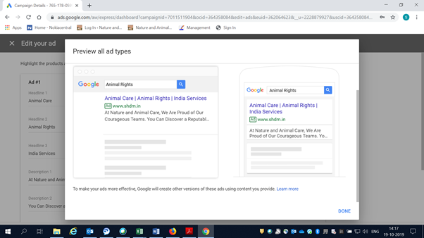 Google Ads-Search Campaign-Animal Care | Management Career Development